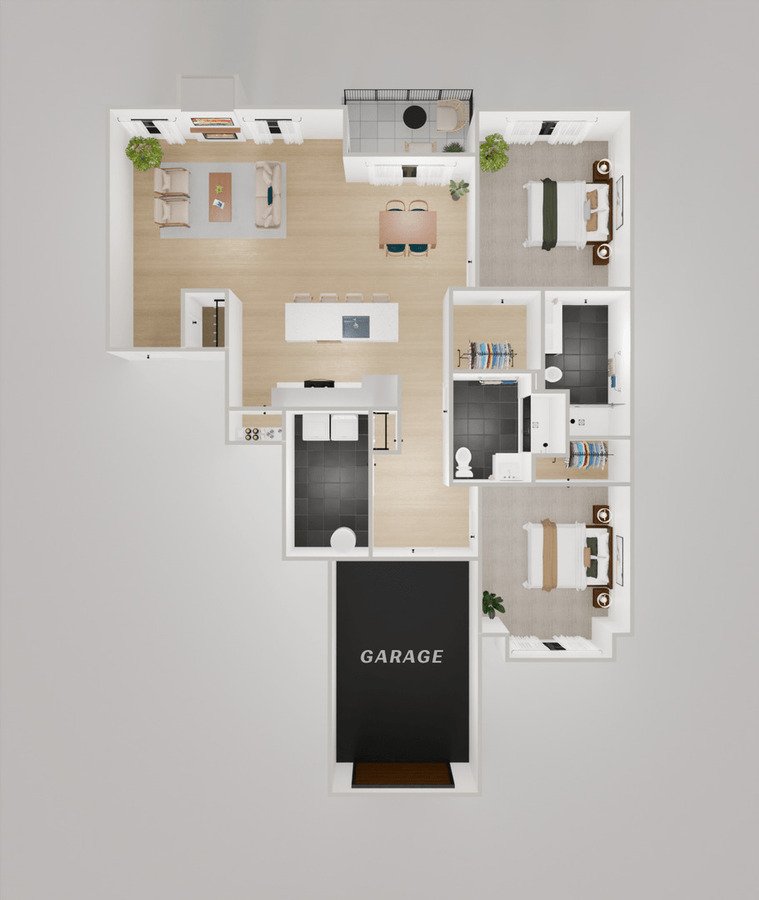 2 Bedroom 2 Bathroom - First Floor - Model B Apartments Troy, NY