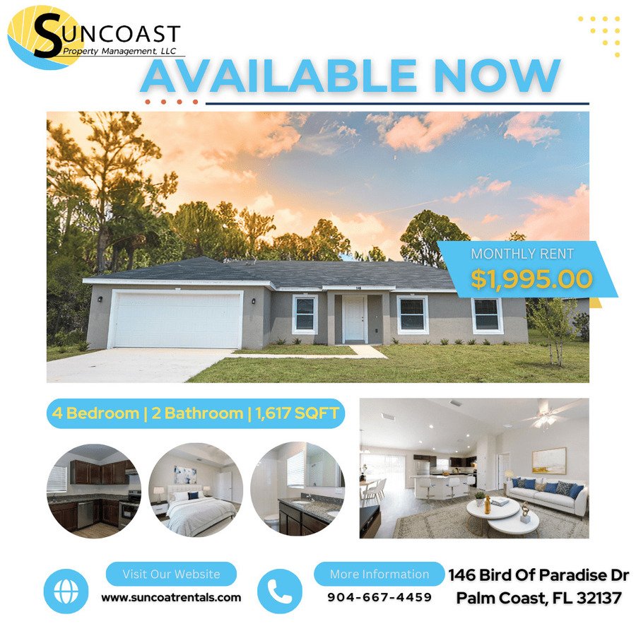 146 Bird Of Paradise Dr Palm Coast, FL House for Rent